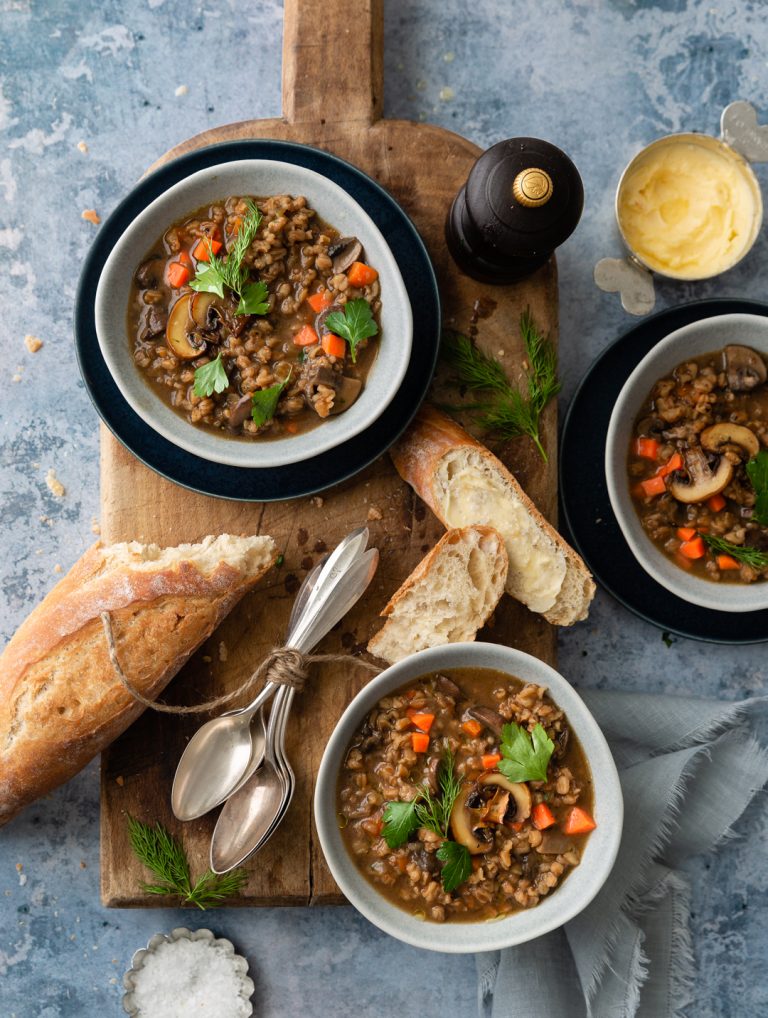Mushroom Farro Soup - Salt and Serenity