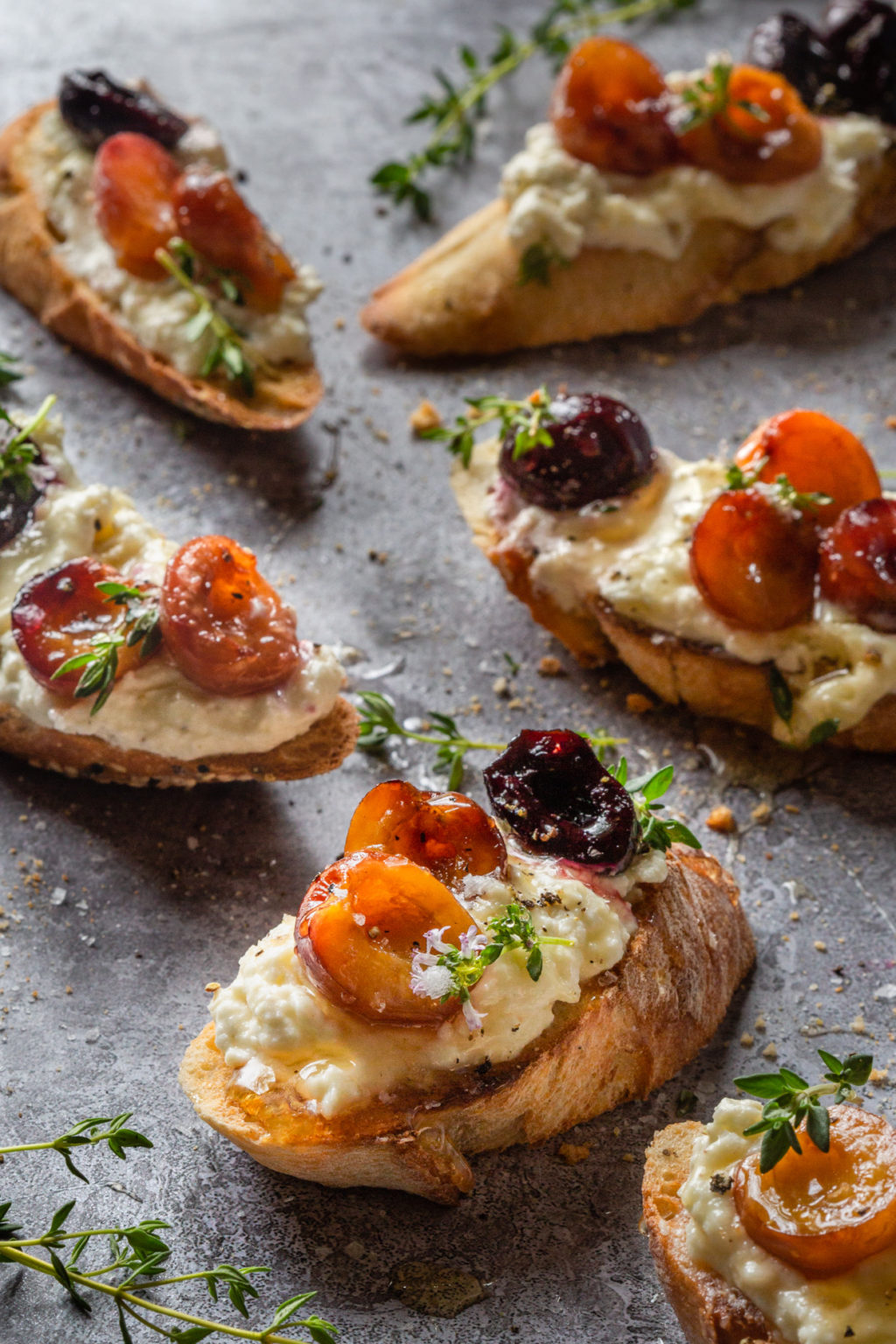 Roasted Cherries and Whipped Ricotta Tartines - Salt and Serenity