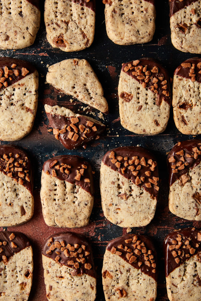 Coffee Toffee Shortbread Cookies - Salt and Serenity